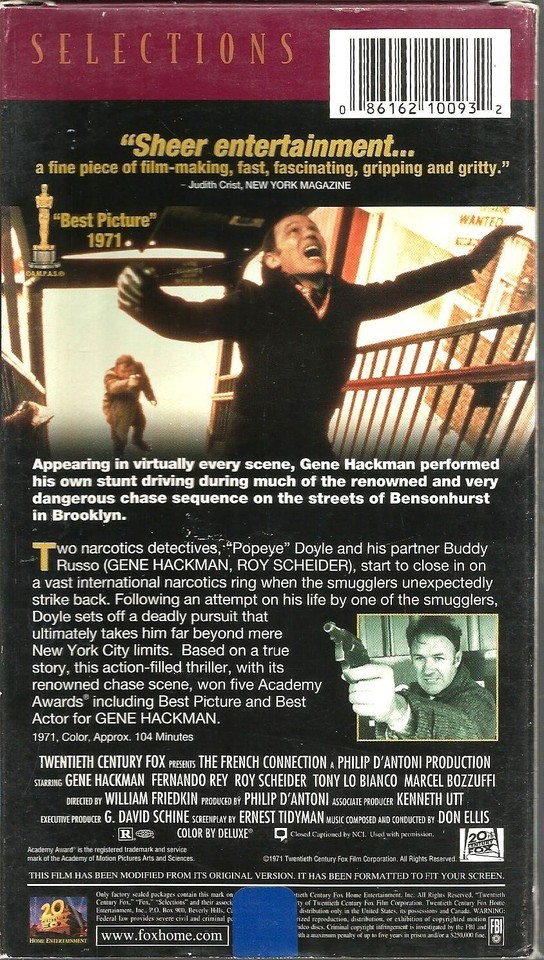 The French Connection VHS 1999 Gene Hackman Roy Scheider Fernando Rey ...