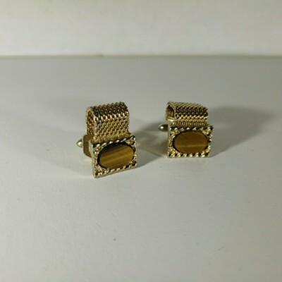 Vintage Wrap Around Cufflinks Goldtone W/ Stone | eBay