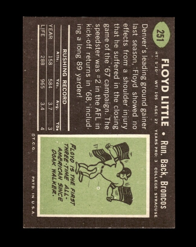 1969 Topps Set-Break #251 Floyd Little NR-MINT *GMCARDS* | eBay