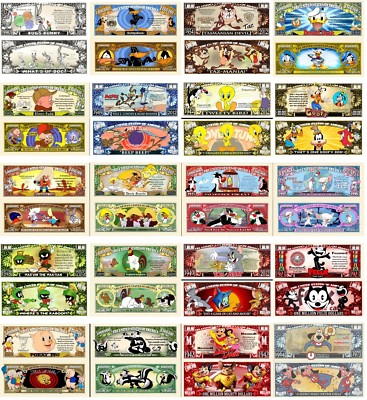 Wacky Classic Cartoons Set of 20 Million Dollar Funny Money Notes ...