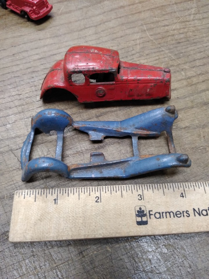 Vtg Hubley Take Apart Diecast Iron Pierce Coupe Blue Red Toy Car Parts ...