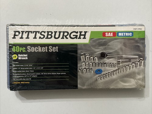 Pittsburgh 40 pc 3/8" Ratchet Socket Set SAE Metric | eBay