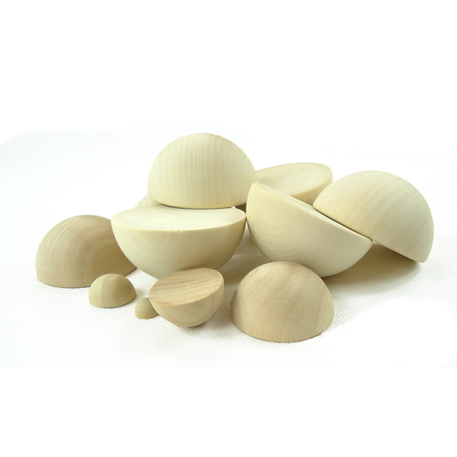 Half Wooden Ball Natural Craft Split Wood Balls Sphere Semicircle Dia ...