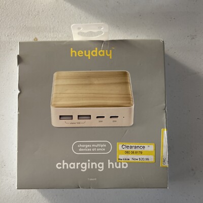 heyday 4 Port Charging Hub Horizontal 2C + 2A White Pine Wood Grain | eBay
