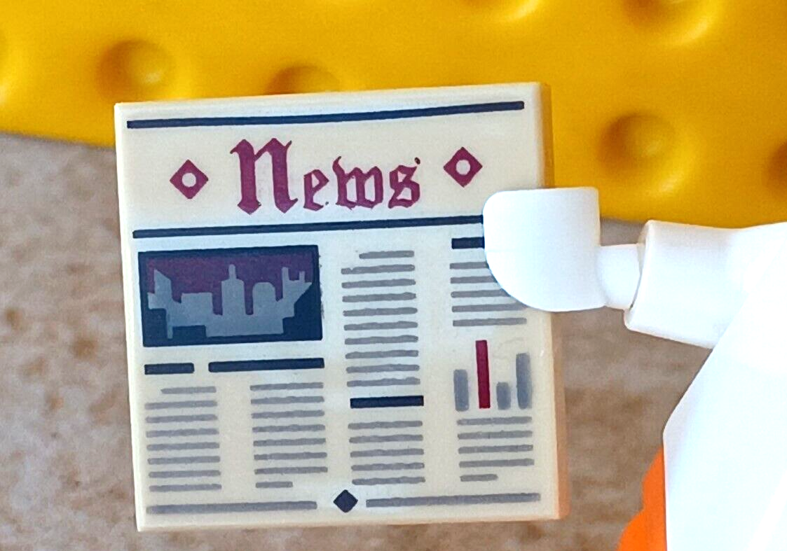 LEGO Newspaper NEWS Firehouse Winter Village 2x2 Printed Tile Police ...