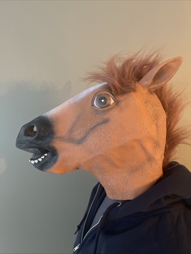 Horse Head Mask Halloween Party Latex Animal Costume realistic mane ...
