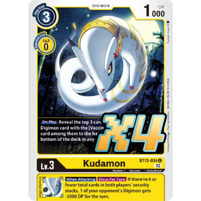 4x Kudamon BT13-034 Versus Royal Knights Uncommon Digimon Card Game NM ...