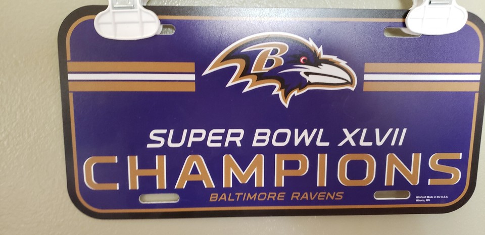 BALTIMORE RAVENS SUPER BOWL CHAMPIONS FOOTBALL LICENSE PLATE NEW | eBay