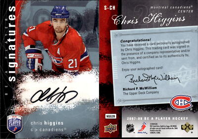 2007-08 Be A Player Signatures #SCH Chris Higgins AUTO - NM-MT | eBay