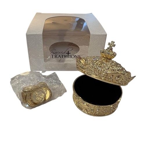 Elegant Gold Crown Wedding Arras de Boda with 13 coins Black Fabric ...