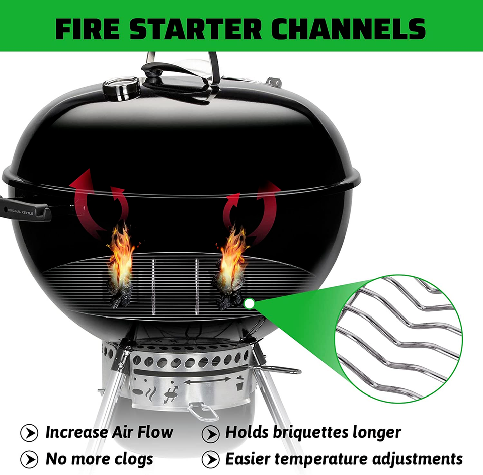 17" Fire Grate Charcoal Rail Replacement for 22" Weber 7441 7402 ...