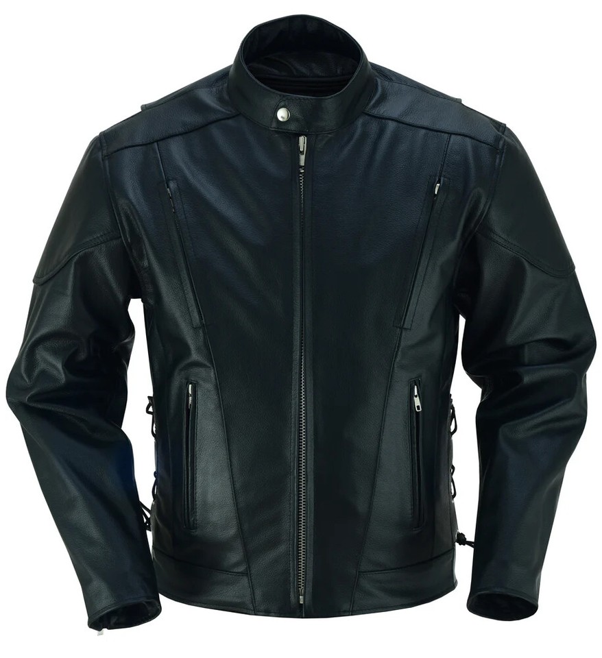 Café Racer Men's Black Cruiser Leather jacket Genuine Buffalo Skin ...