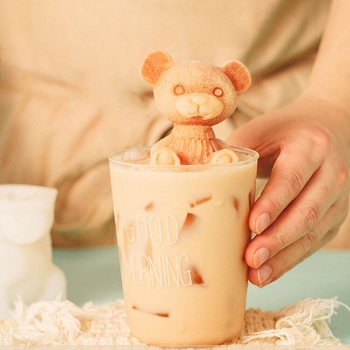 White Animal Dropper Mold Milk Tea Bear Shape Chocolate Mold Rose Ice ...