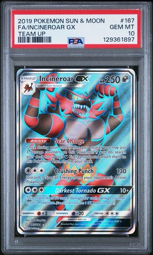 2019 POKEMON SUN & MOON TEAM UP #167 FULL ART/INCINEROAR GX PSA 10 | eBay