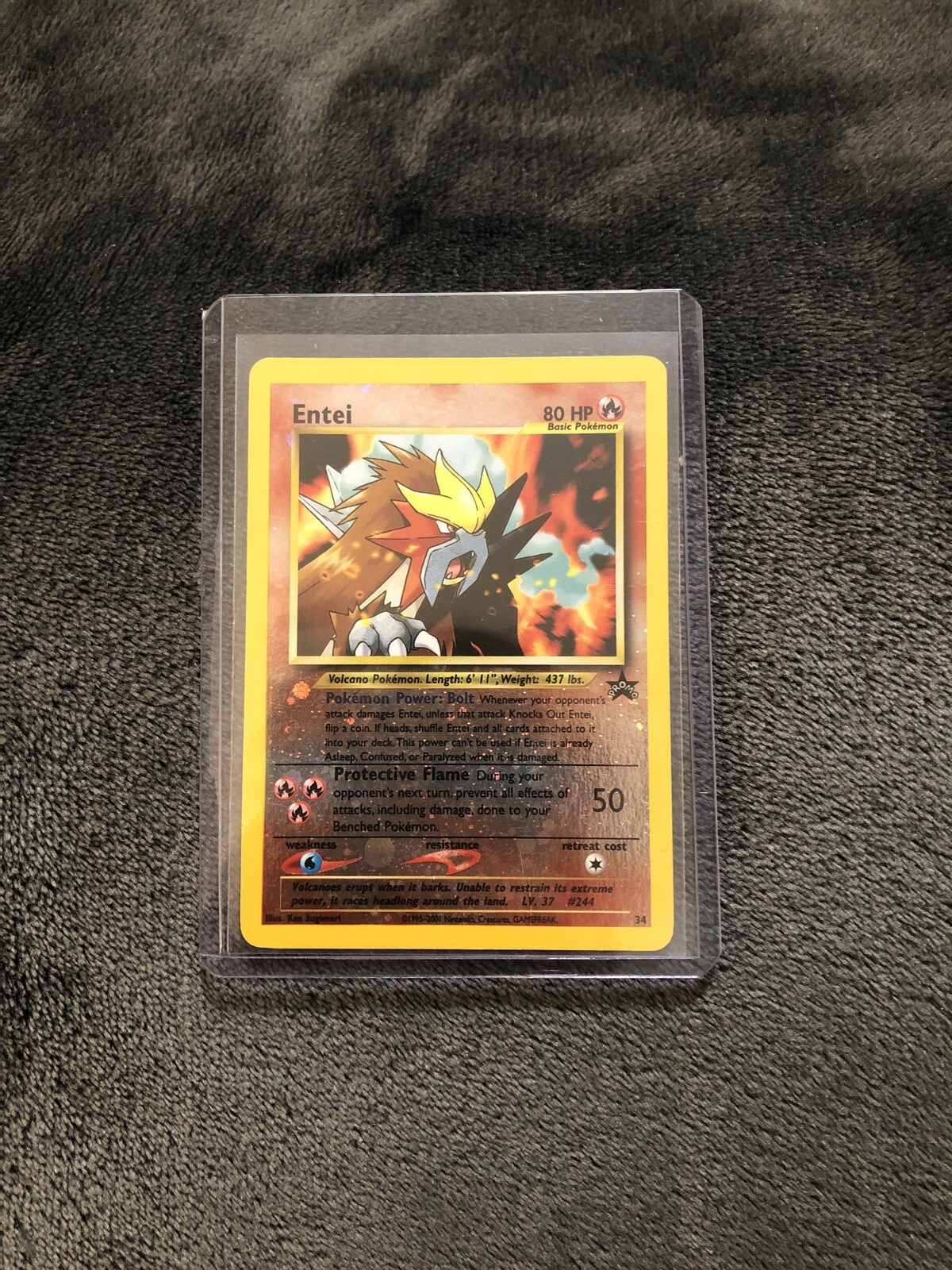 Rare Pokemon Card 34 Reverse Holographic Entei Black Star Promo 1995 ...