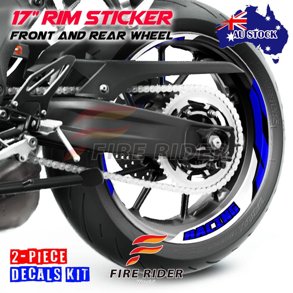 Blue J07 17" Wheel Sticker Rim Decal Stripes AU For Honda CBR1000RR 04 ...