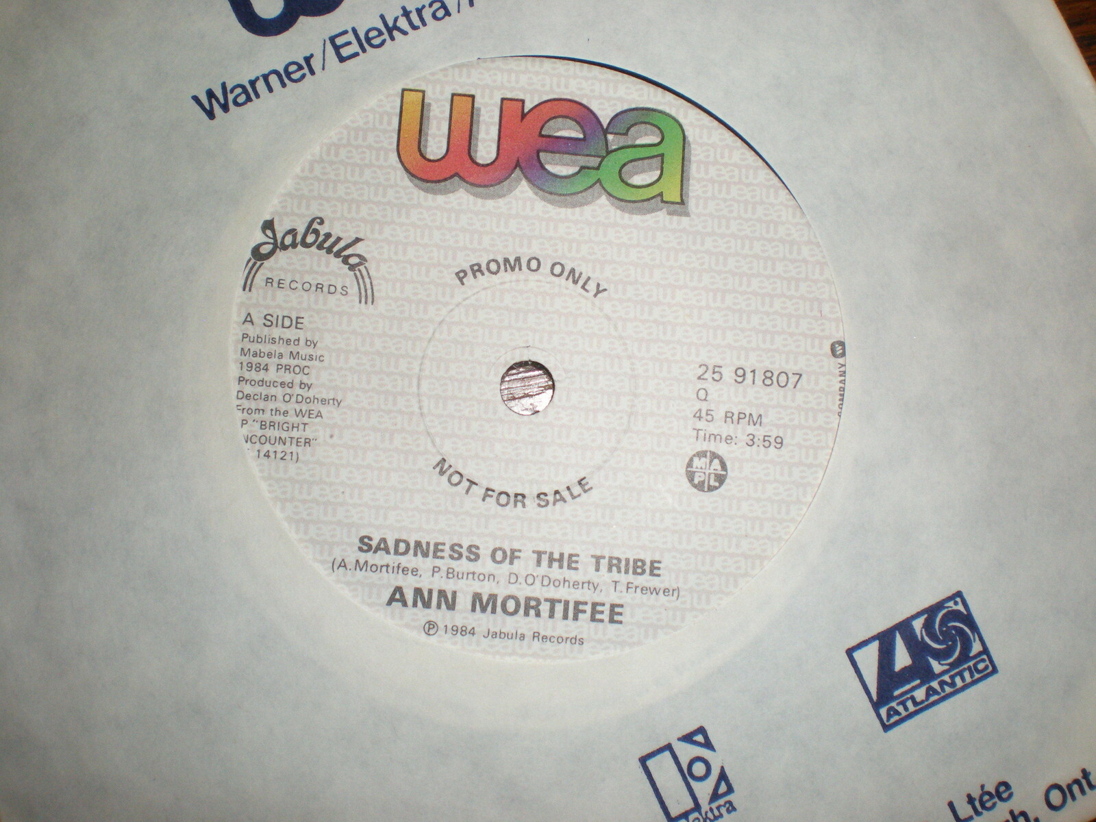 Ann Mortifee 7" Sadness Of The Tribe PROMO CANADA WEA | eBay