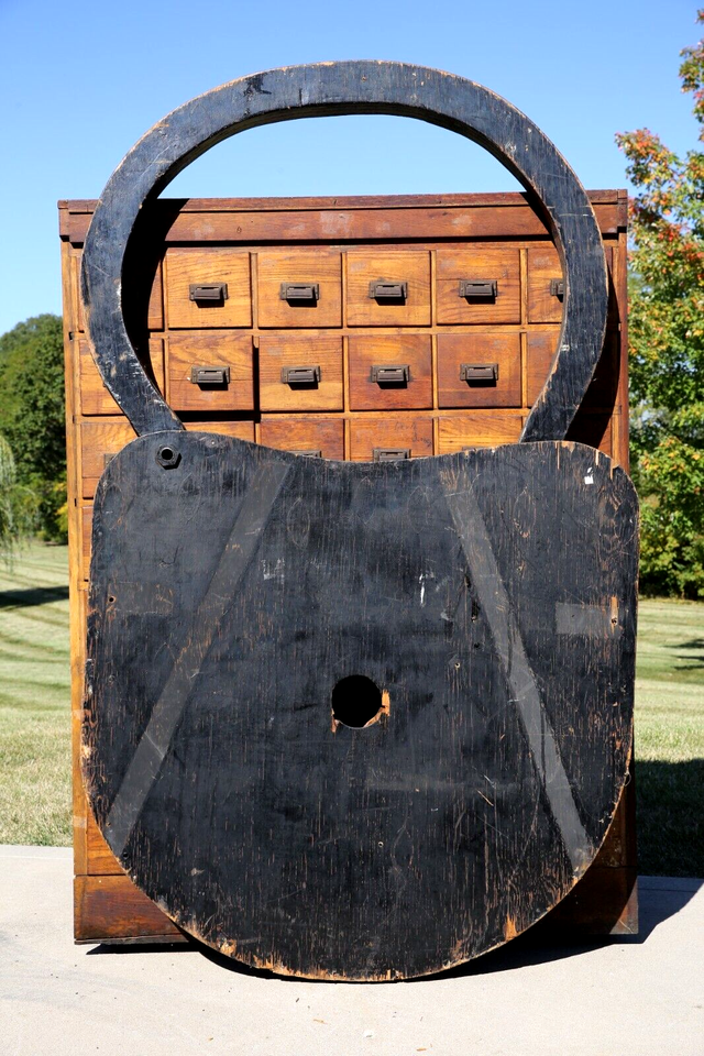Antique Padlock No Key Hotel Trade Sign Motor Lodge vintage lock wood ...
