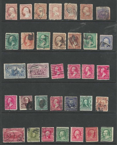 US STAMPS (34) ALL DIFFERENT VINTAGE OLD POSTAGE USED NICE FANCY CANCEL ...