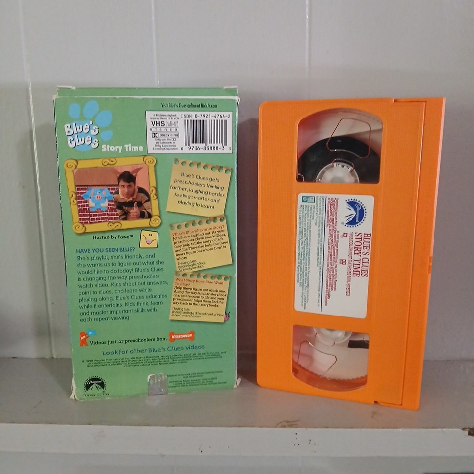 Blues Clues Story Time VHS 1998 Play Along With Blue Nick Jr Orange ...