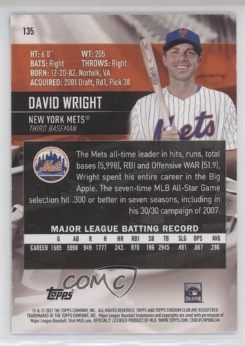 2021 Topps Stadium Club David Wright #135 | eBay