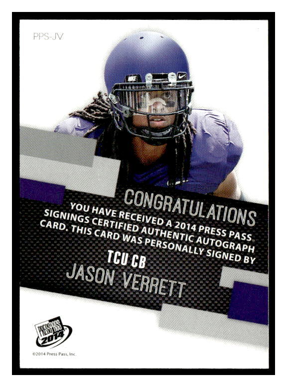 Jason Verrett 2014 Press Pass Autographs Silver Red Ink Auto | eBay