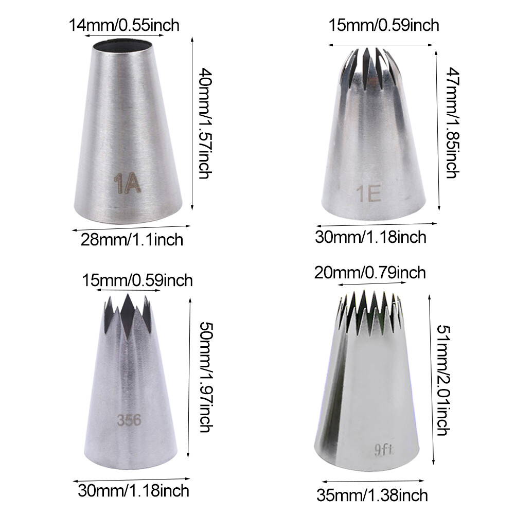 4pcs/set Nozzles Reusable Cookie Decorating Cake Cupcake Piping Tip ...