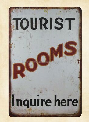 metal circle wall art Tourist Rooms Inquire here metal tin sign | eBay