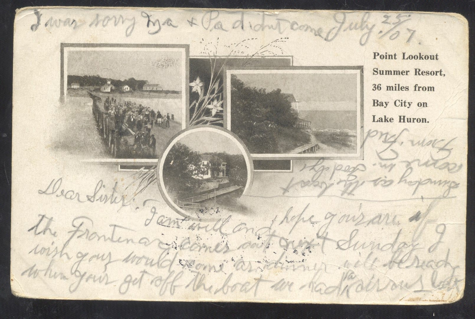 POINT LOOKOUT BAY CITY MICHIGAN LAKE HURON MULTI VIEW VINTAGE POSTCARD ...