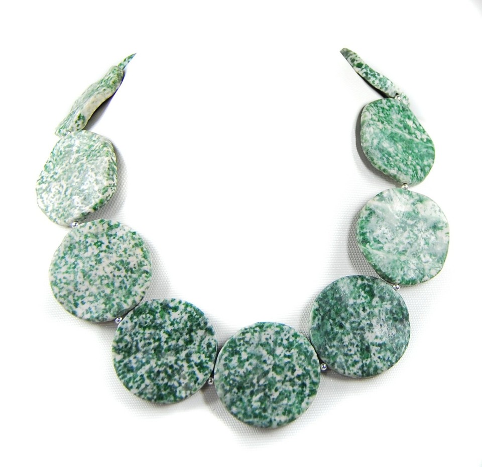 Beautiful Precious Stone Necklace IN Tree Agate IN Large round Shape Ø ...