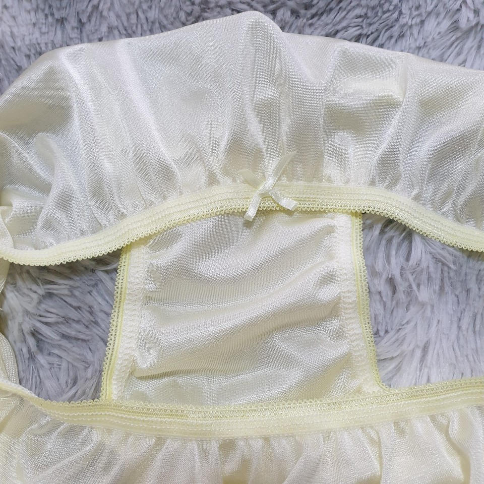 Vintage Silky Nylon Panties Sheer Yellow Bikini Soft Brief Size 7-8 Hip ...
