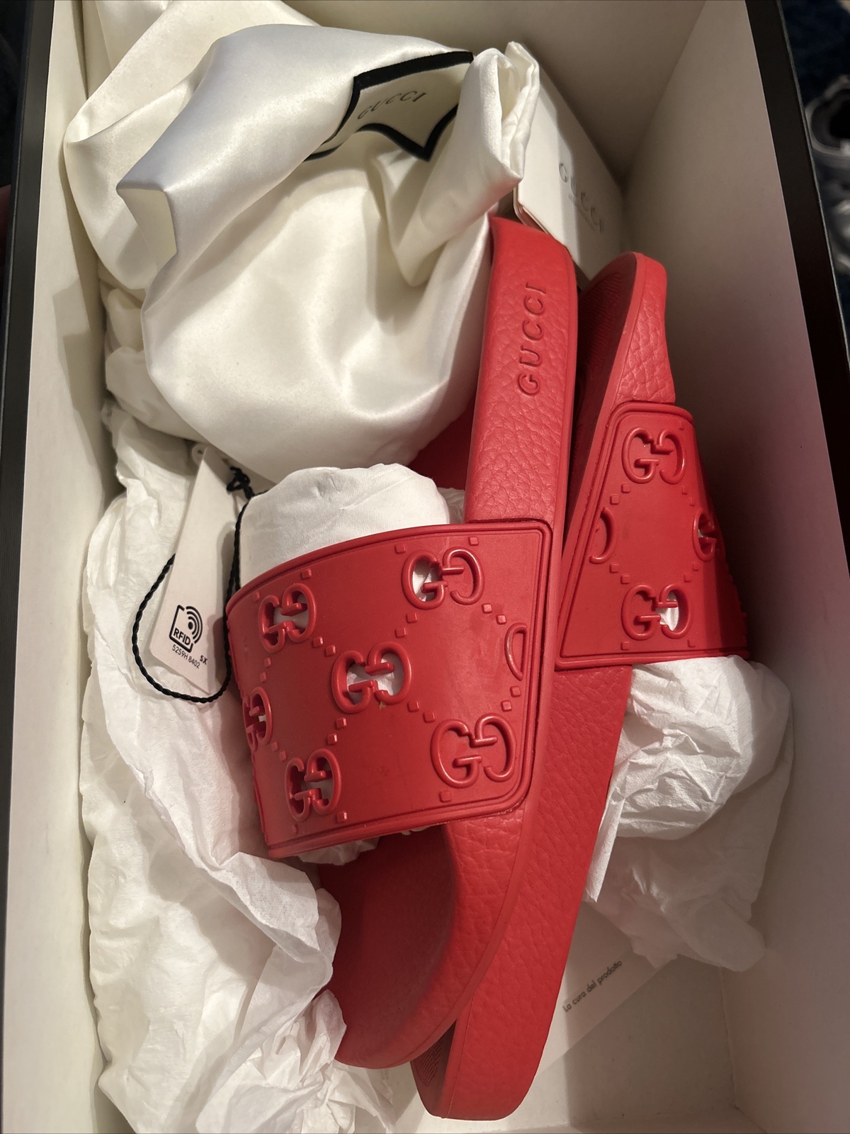 GUCCI SHOES MEN PURSUIT RED RUBBER CUT OUT GG LOGO SL… - Gem
