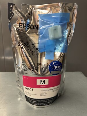 Genuine OEM Epson SC-F6370 & SC-F9470 Sublimation Ink Bag T46C3 Magenta ...