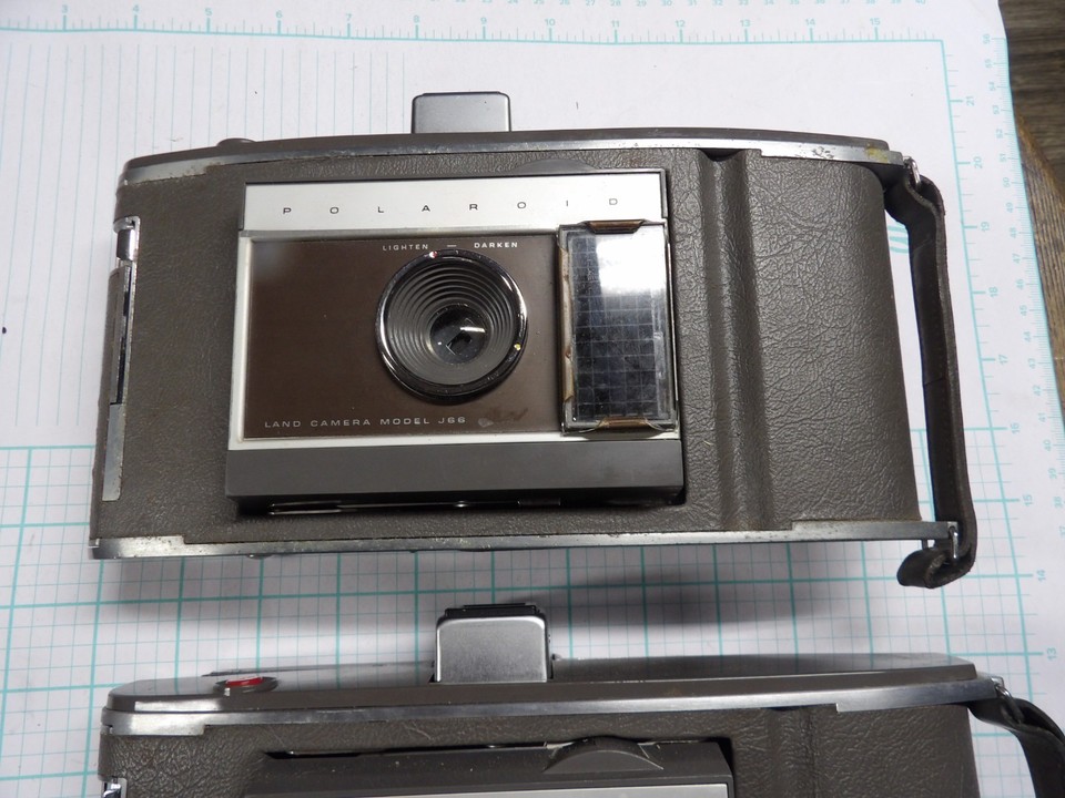 Lot of 3 VINTAGE Leather Polaroid Land Cameras Model 95 & J66 Camera ...