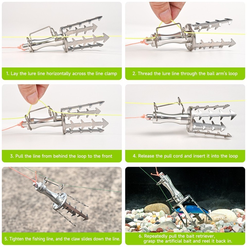 Fishing Bait Retriever Snag Tool Stainless Steel Hook with High Power ...