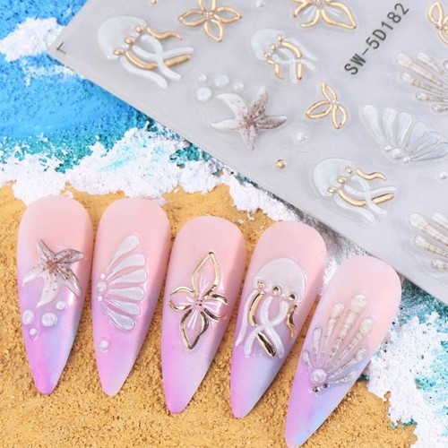 Nail Art Stickers Decals Sea Shell Jellyfish Starfish Beach Summer ...