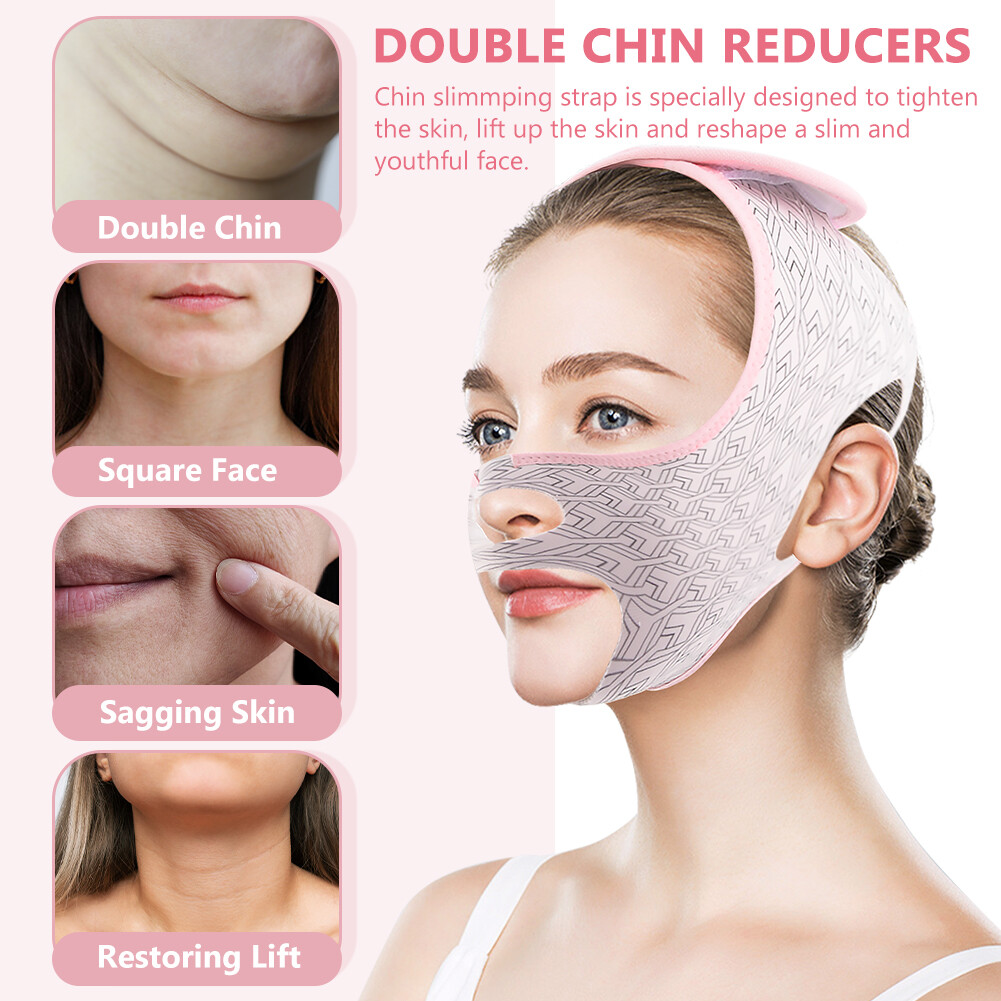 2pcs Women Girls Double Chin Reducer Reusable Face Slimming V Line For ...
