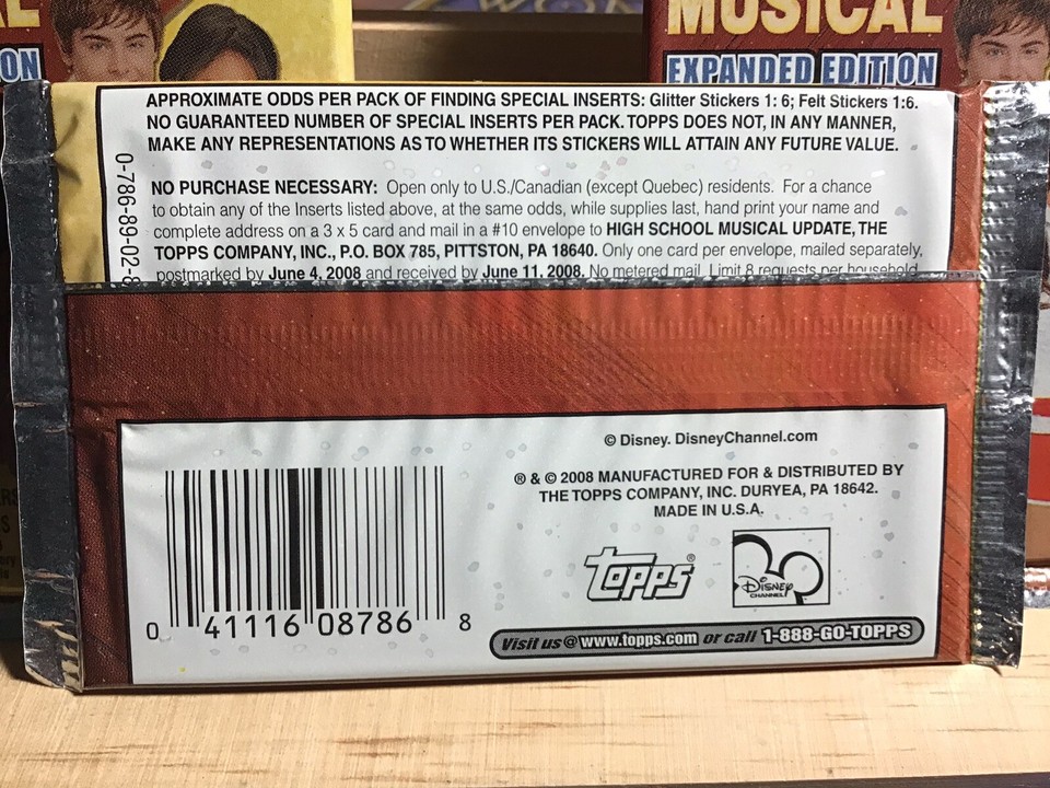 High School Musical Expanded Edition 3 Booster Packs Topps Trading ...