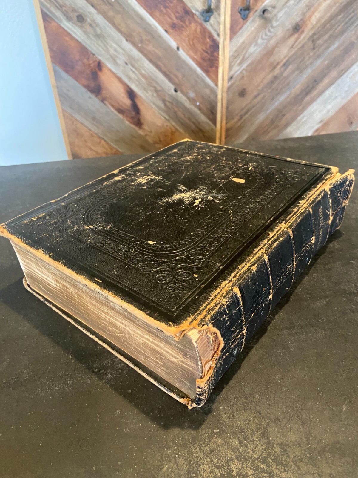 Authentic 1850's Leather-Bound Pulpit Edition Holy Bible Must-Have ...