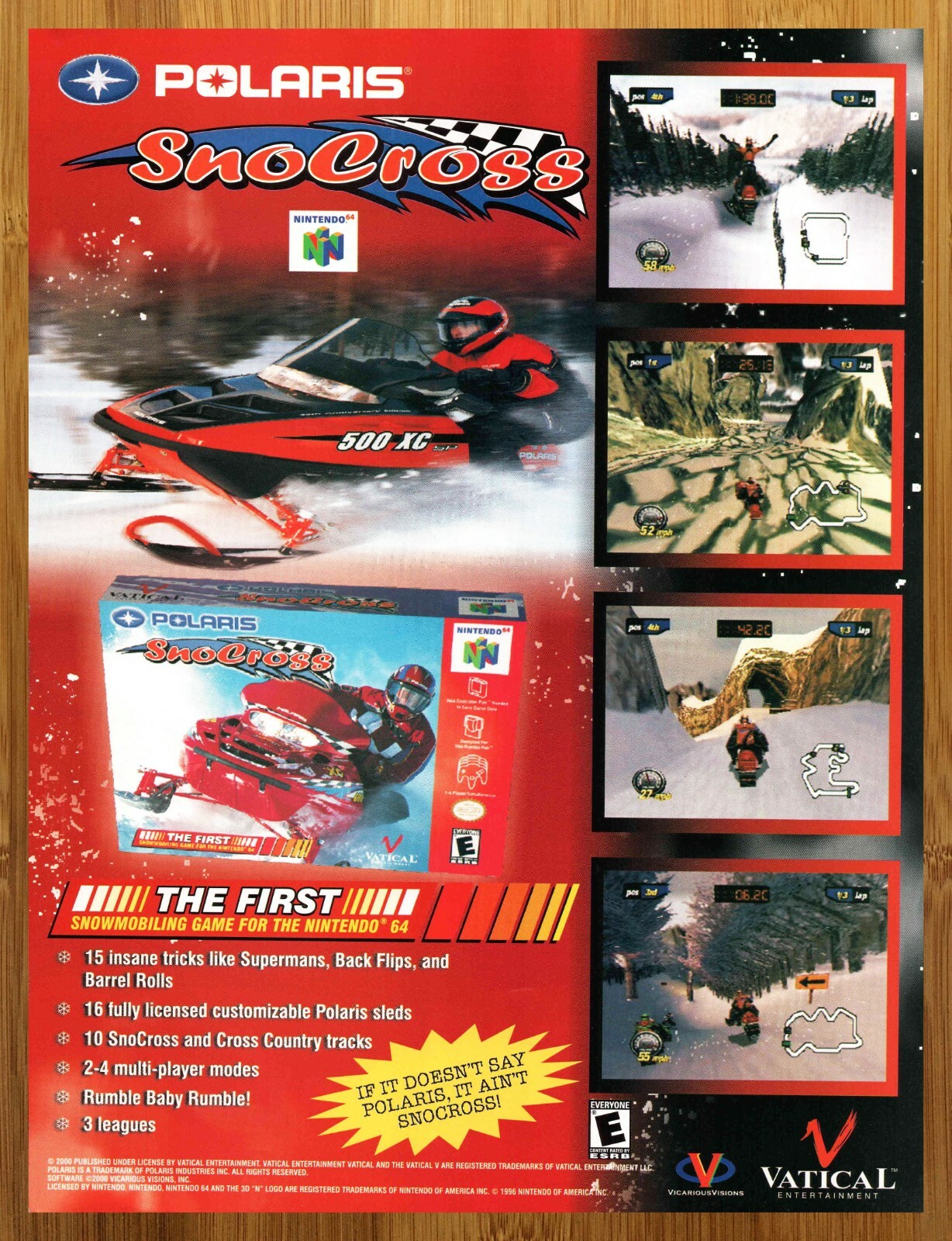 2000 Polaris SnoCross N64 PS1 Game Boy Color Print Ad/Poster Snowmobile ...