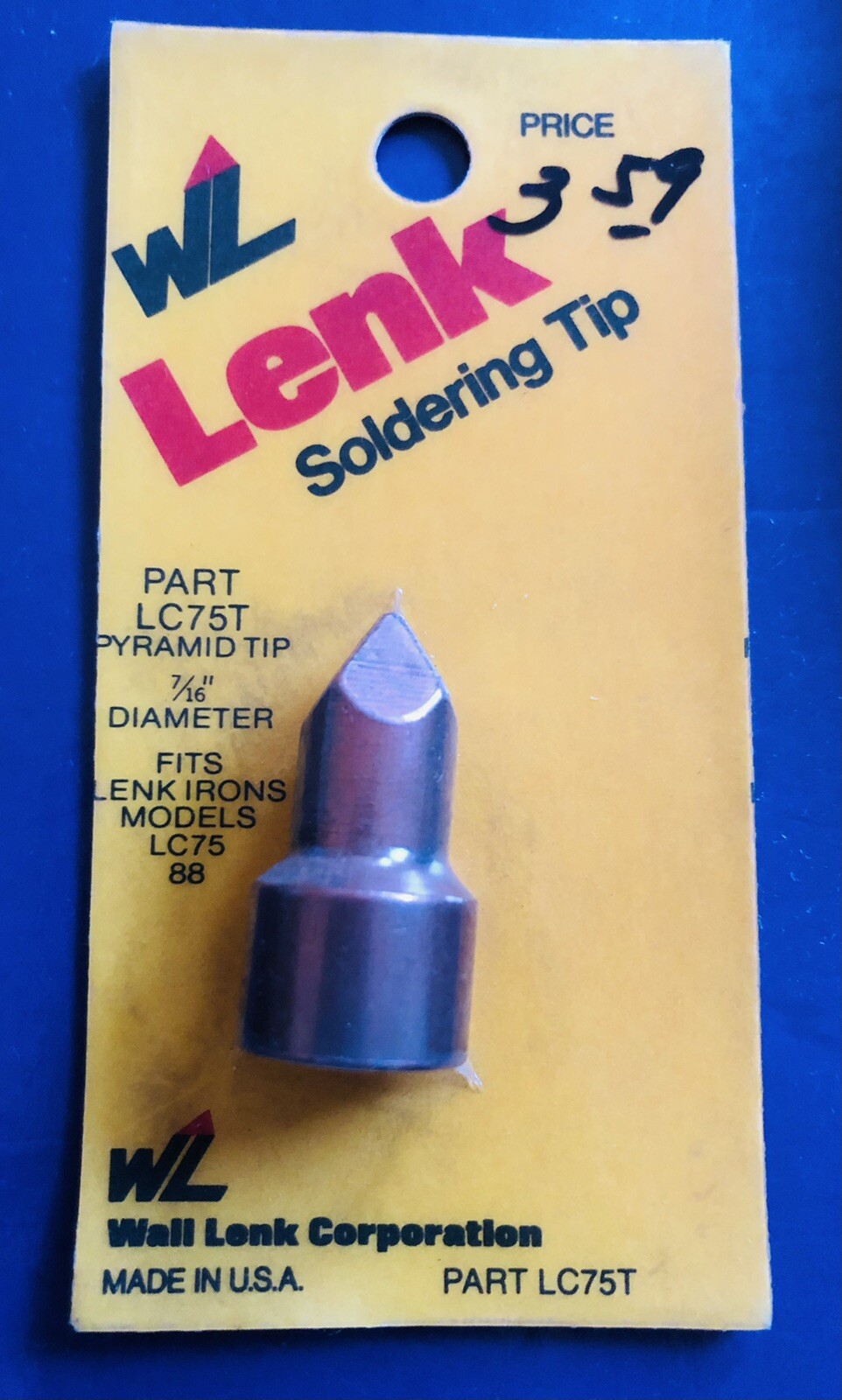 Wall Lenk Soldering Tip 7/16” PYRAMID Tip LC75T for Irons Models LC75 ...