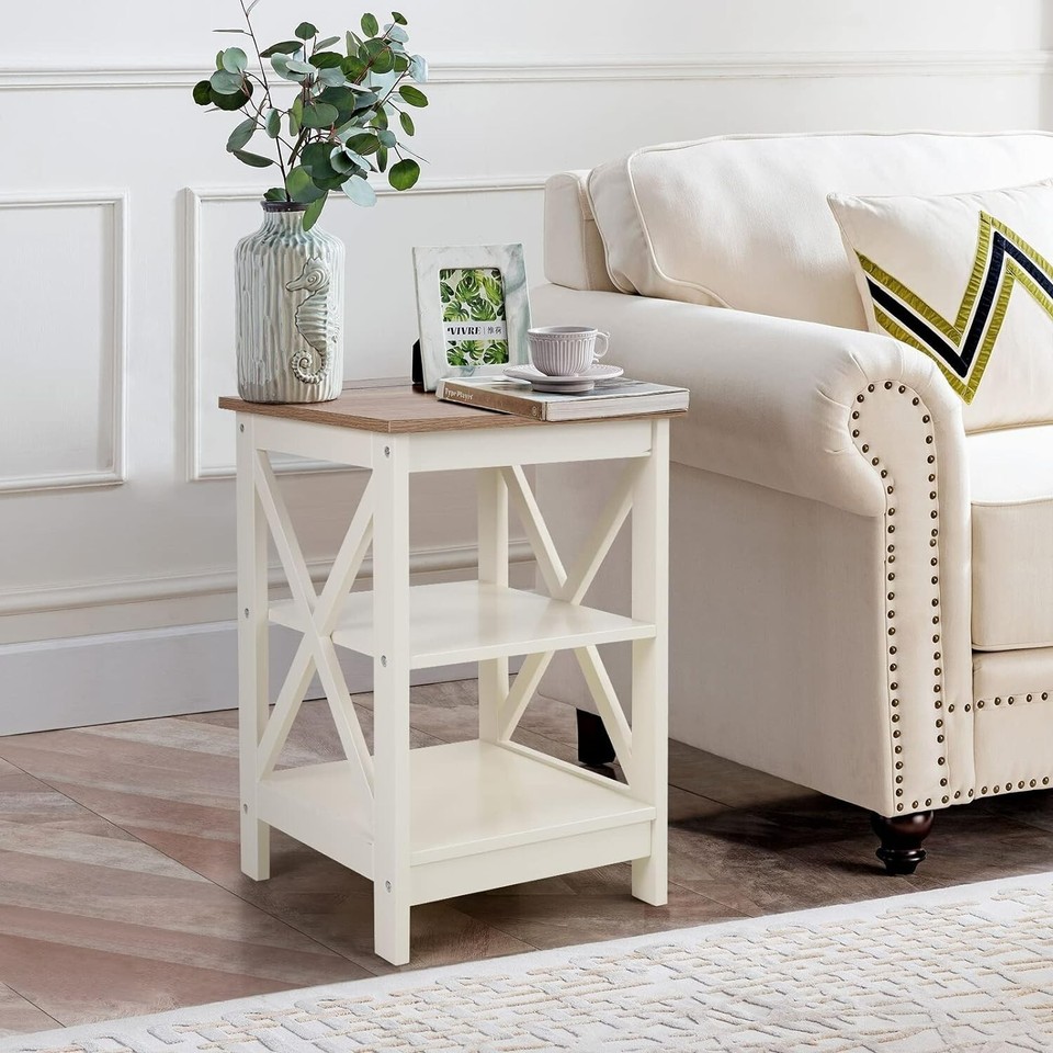 3-Tier Set of2 End Table Side Table for Small Spaces Farmhouse Living ...