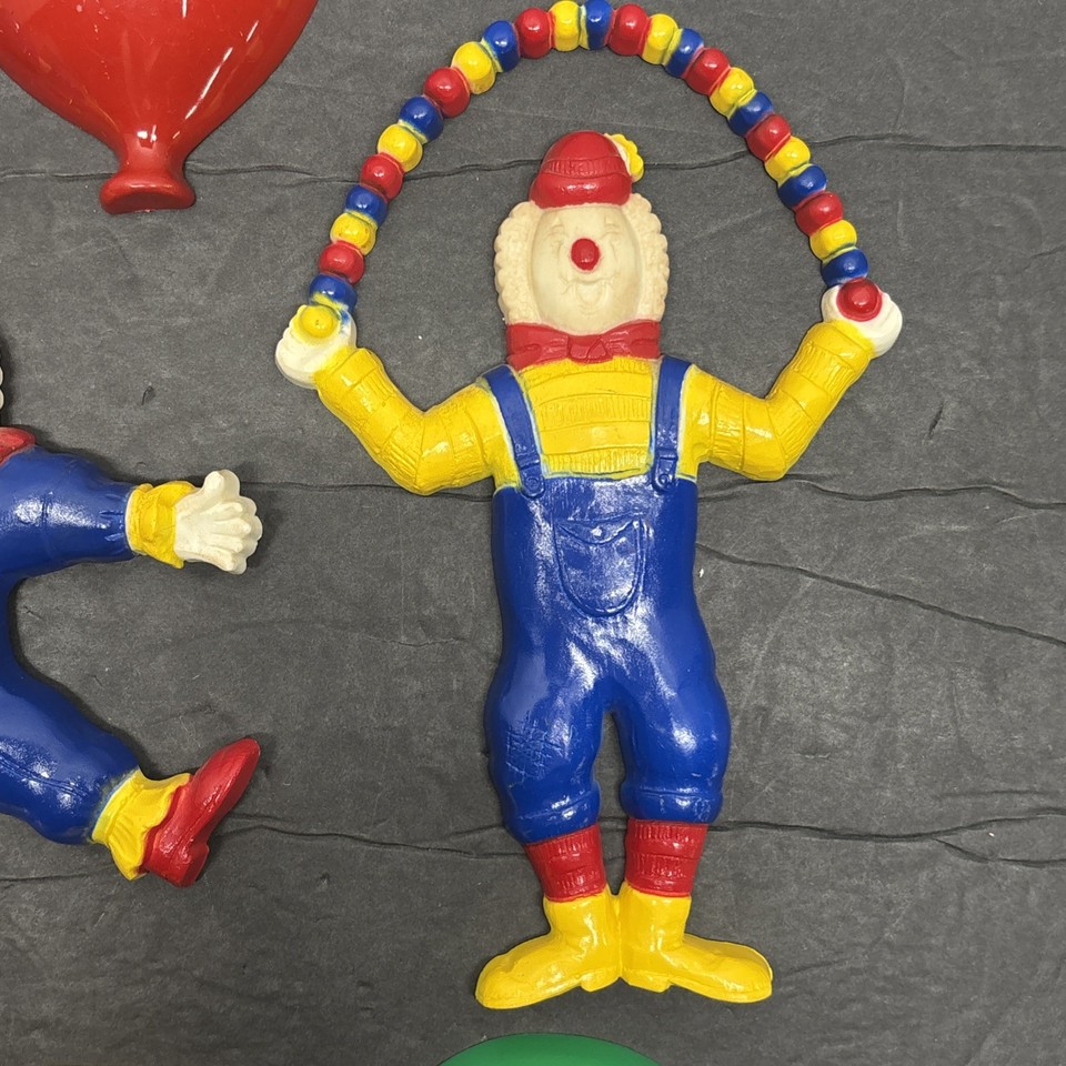 Vintage Set Burwood Plastic Clowns Balloons Wall Hangings Circus Decor ...