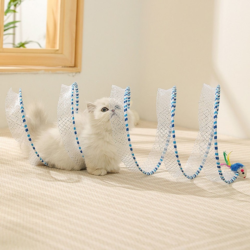 Cat Kicker Toys for Indoor Cats Foldable Tunnel Spring Enrichment ...