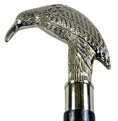 Vintage Style Solid Brass Crow Head Handle Wooden Walking Cane For ...