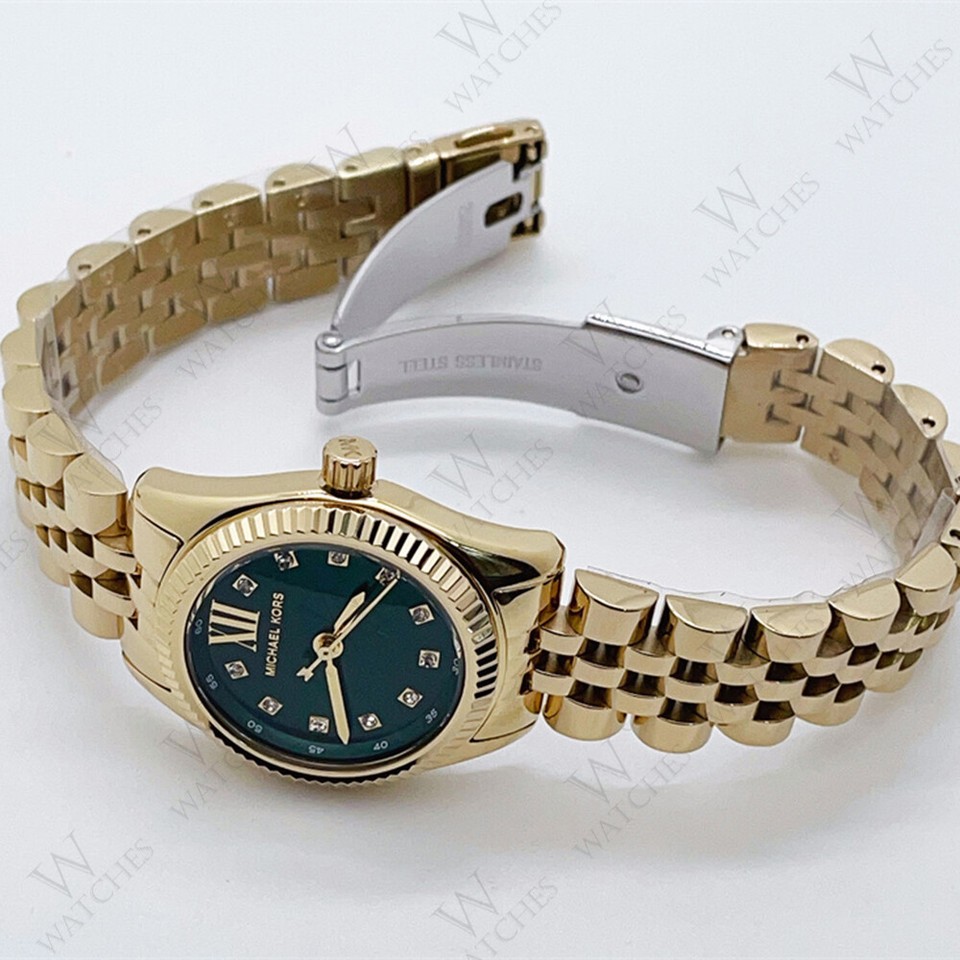 Michael Kors MK4842 Petite Lexington Pavé Green Dial Quartz Women's ...