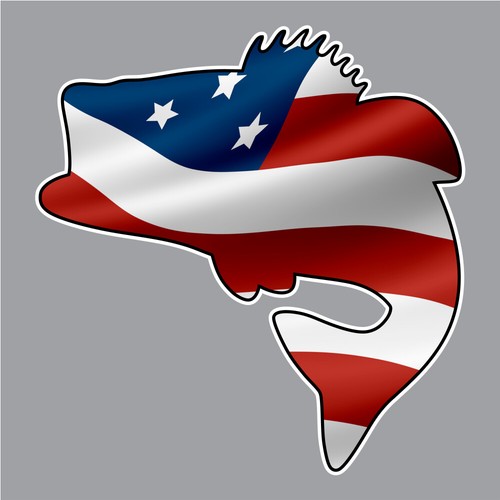 700-201 American Flag Bass Carpet Graphic Decal Sticker for Fishing ...