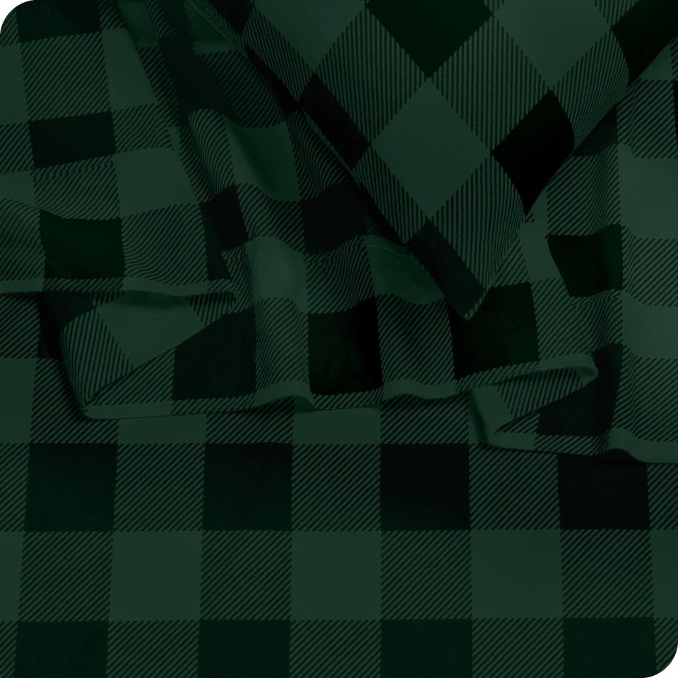100% Cotton Flannel Sheet Sets - Buffalo Plaid - Forest Green/Black ...