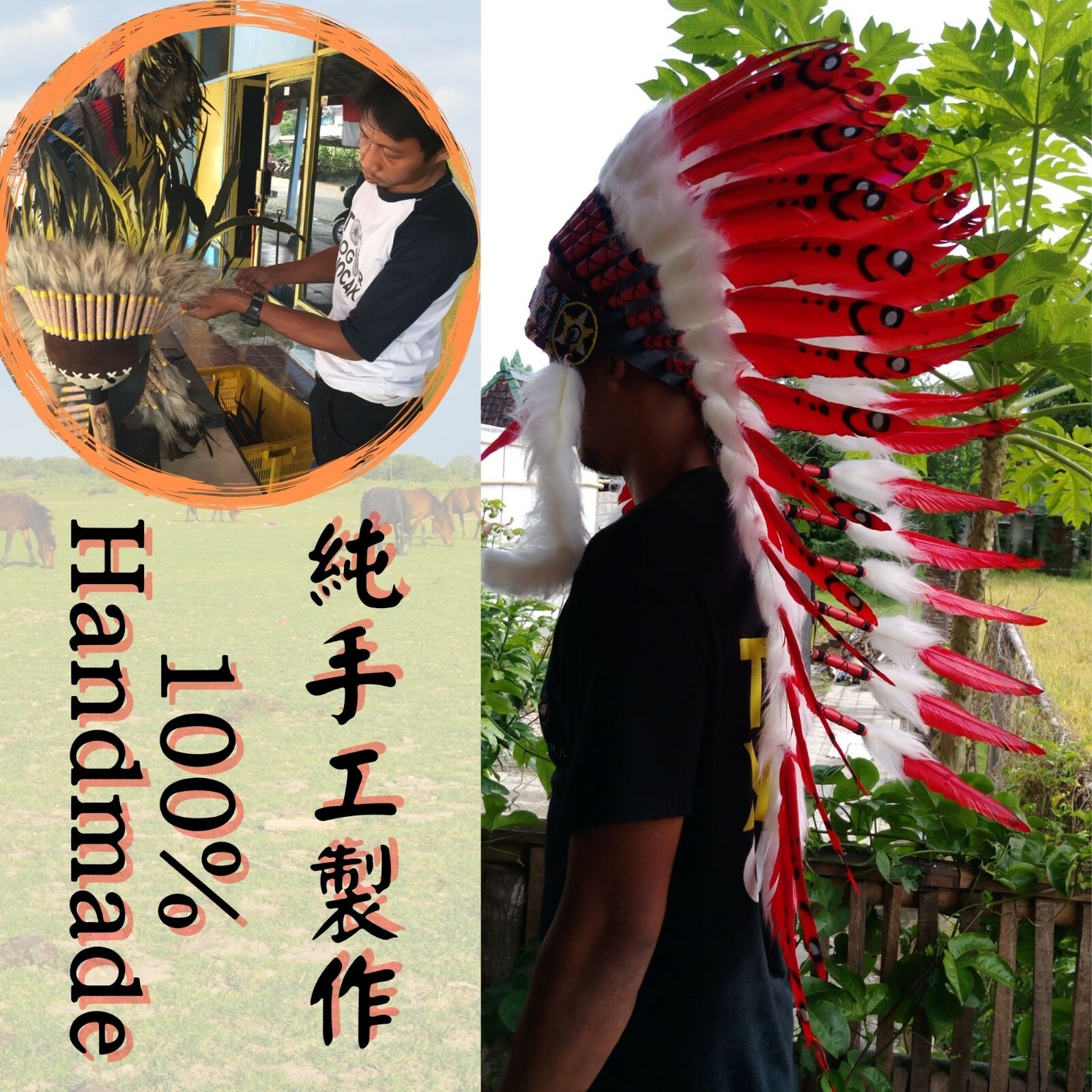 Native American Indian Hat Feather Headdress Warbonnet Chief Tribal ...