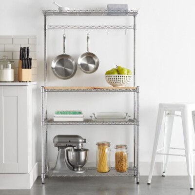Amazon Basics 3 Shelf Bakers Rack Kitchen Storage Unit.Wood Top ...